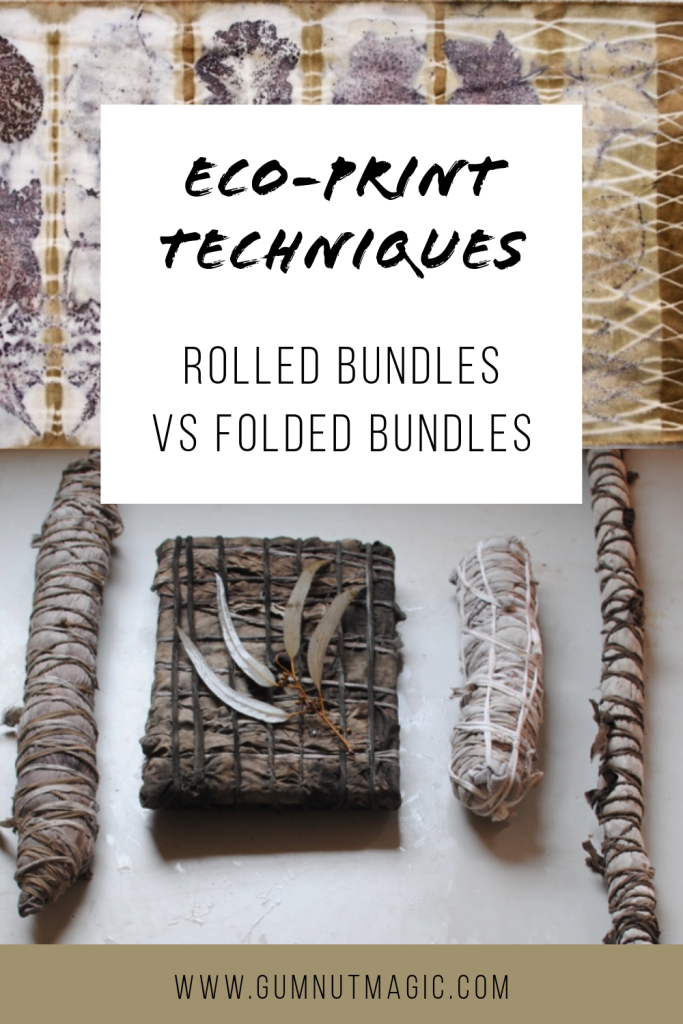 Rolling VS folding eco-print bundles – Gumnut Magic
